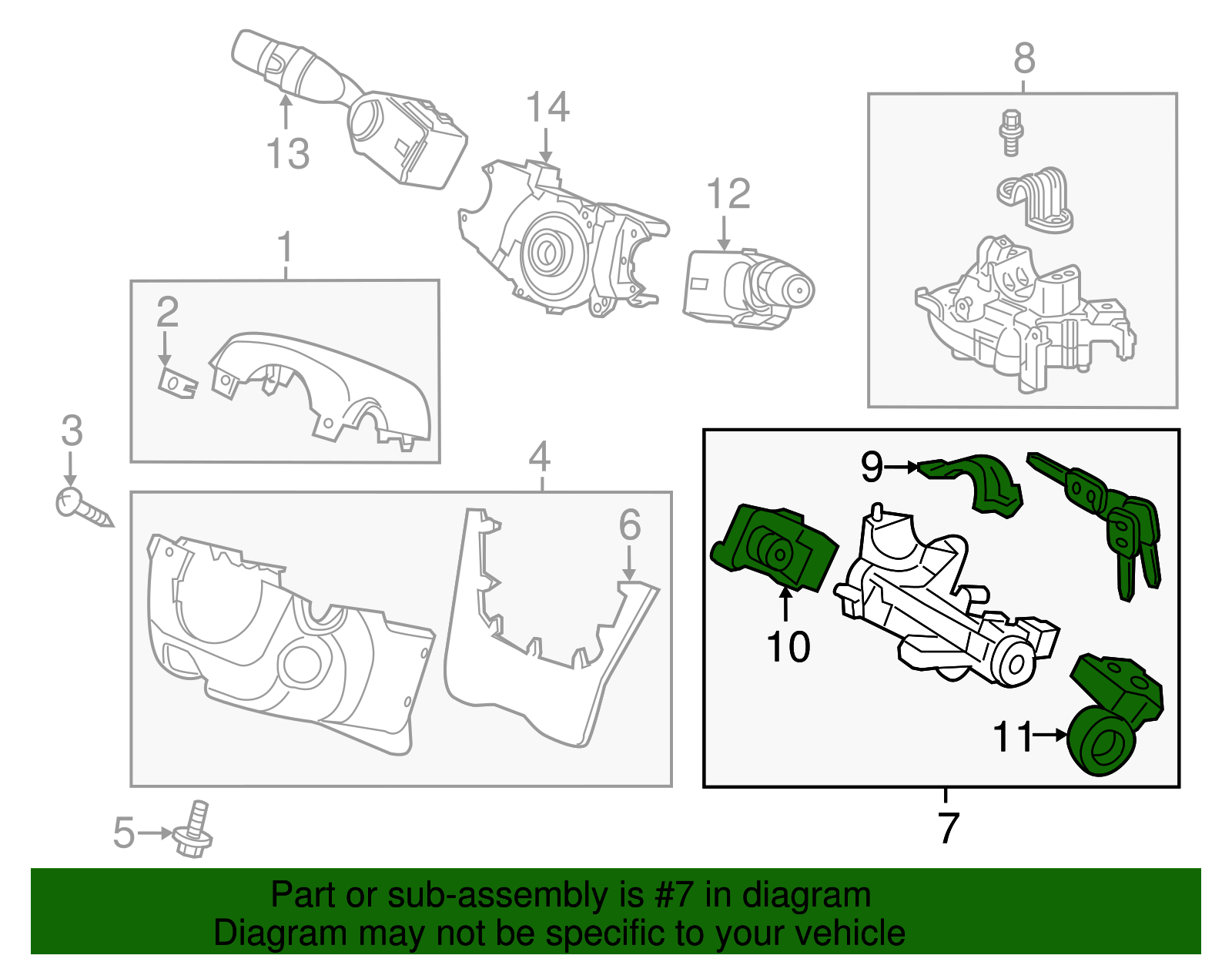06351-TK8-A01 - 2011-2017 Honda Odyssey - Lock Assembly Steering ...