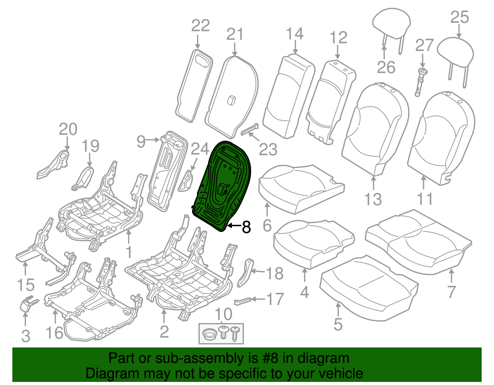 52-20-9-801-309 - Backrest frame, left 2011-2016 Mini | AutoNation Parts