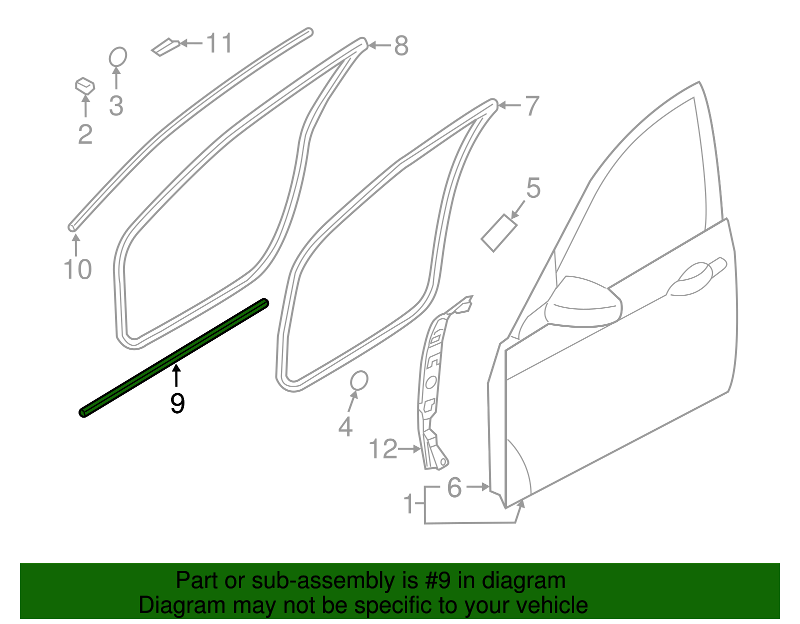 2013-2016 Hyundai Equus Lower Weather-Strip 82180-3N001 | QuirkParts