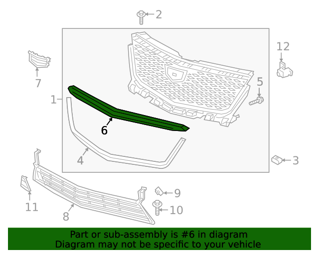 84383320 - Silver Front Grille Filler 2020-2024 Cadillac XT6 ...