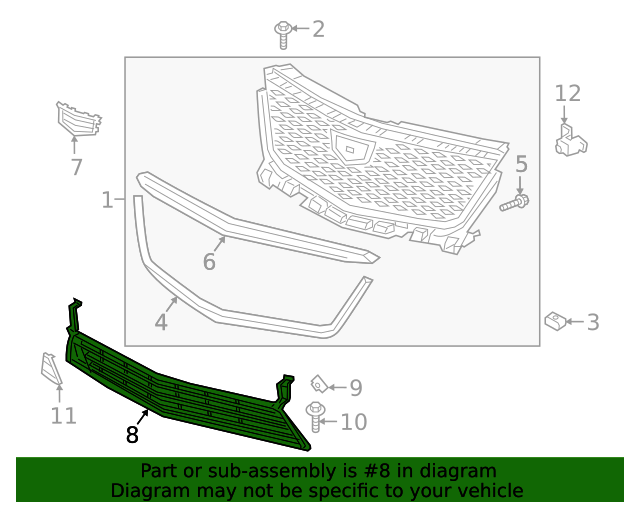 2020-2024 Cadillac XT6 Front Lower Grille 84666650 GM | GMPartsDirect.com