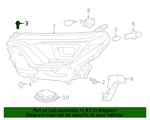 2008-2020 Toyota Headlamp Assembly Screw 90159-50388 | Toyota Parts Center