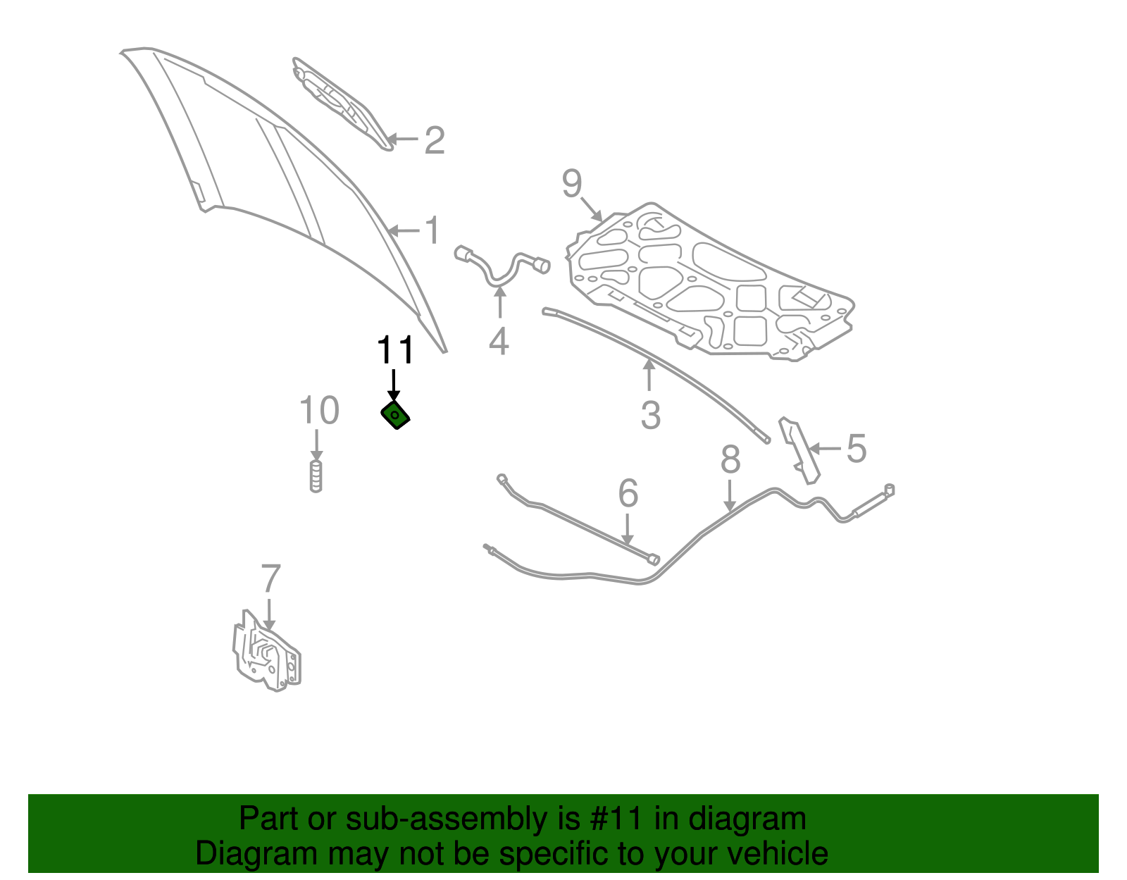 2005-2014 Ford Mustang Hood Bumper 5R3Z-16758-BA | Awesome Parts