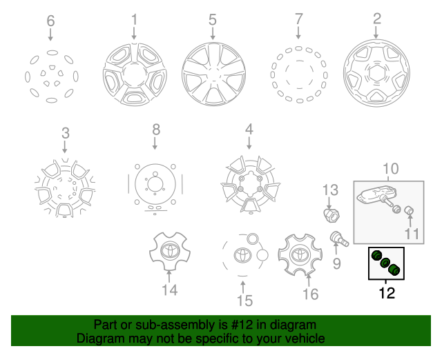 04423-0E010 - Tire Pressure Monitoring System Sensor Service Kit - 2004 ...