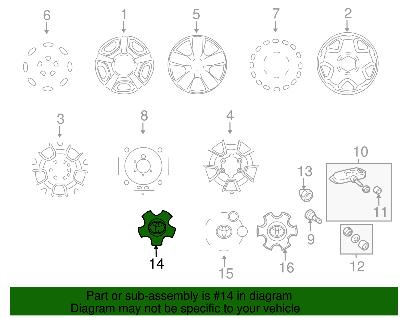 Toyota OEM Wheel Cap 42603-AD040 | Toyota OEM Parts Giant