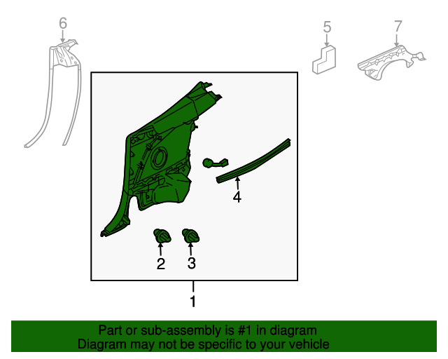 62520-53020-21 - Interior Quarter Panel Trim Panel 2013-2015 Lexus ...