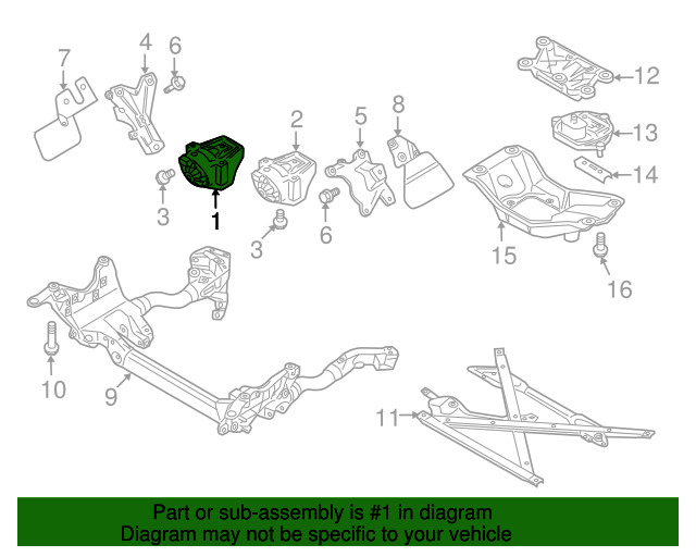 8R0-198-381-H - Engine Mount 2010-2012 Audi S4 | AutoNationParts.com