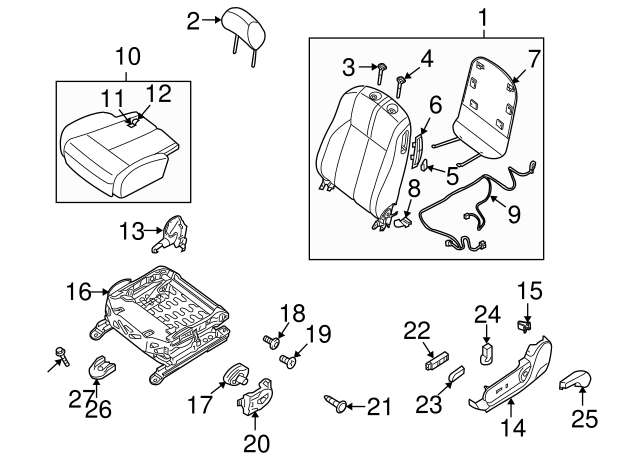 2009 Nissan Altima Seat Back Assembly 87650-ZN57C | Nissan RVA