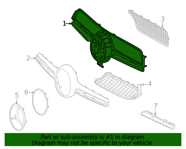 167-888-61-00 - Grille Surround 2020-2023 Mercedes-Benz | Mercedes-Benz ...