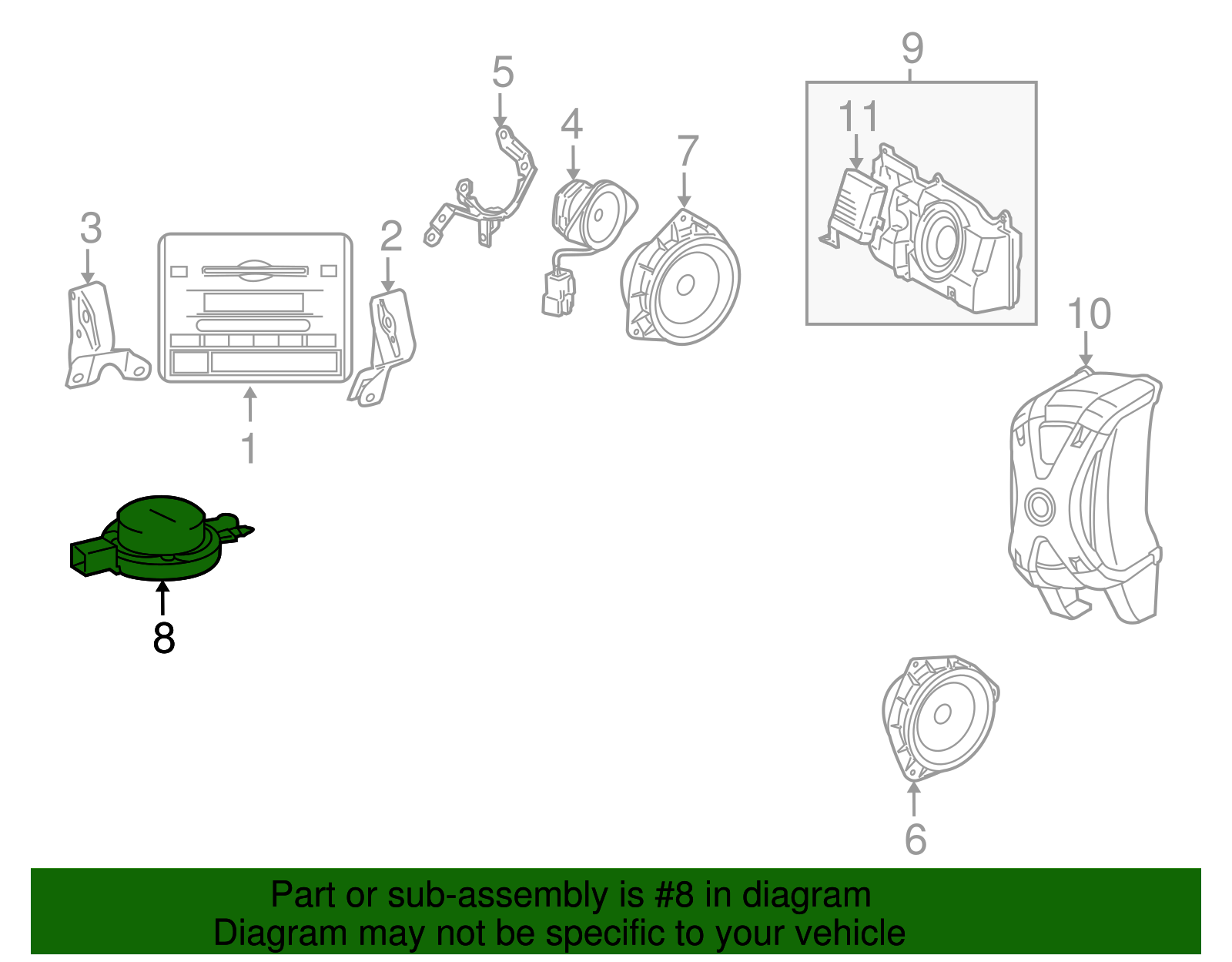 Genuine Toyota Roof Speaker part# 86150-04060 for 2009-2015 Toyota ...