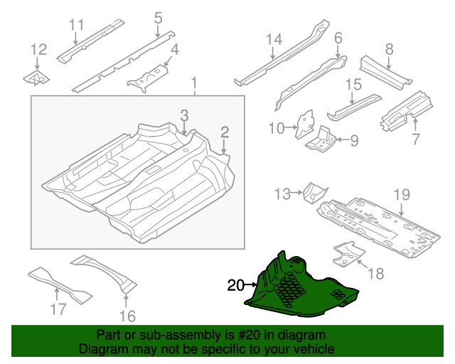 1K5-825-205-C - Floor Pan Heat Shield 2005-2014 Volkswagen Jetta | AutoNationParts.com