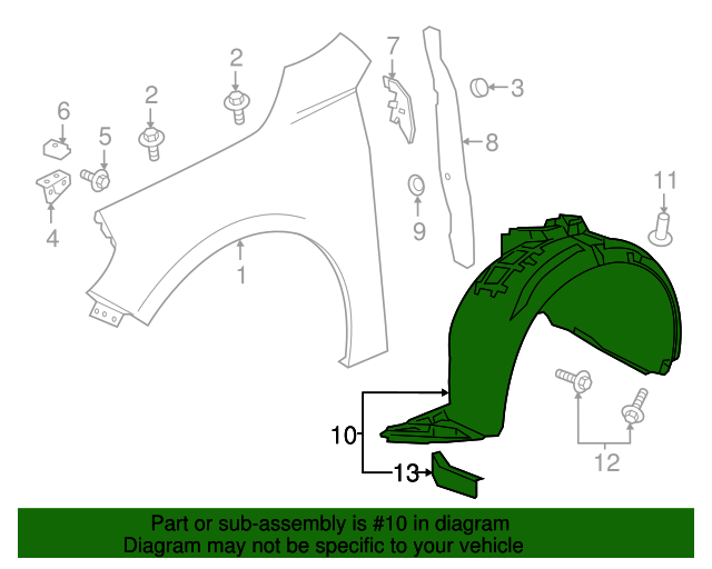 2019-2024 Chevrolet Malibu Front Driver Side Wheelhouse Liner 84506561 ...
