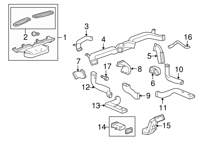 2010-2016 Cadillac SRX Rear Passenger Side Floor Air Outlet Duct ...