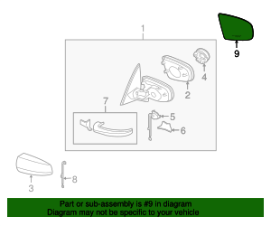 2007-2014 BMW Door Mirror Glass 51-16-7-298-161 | AutoNationParts.com