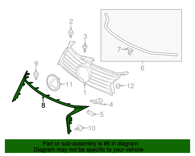 52711-30270 - Grille Molding 2013-2015 Lexus | AutoNationParts.com