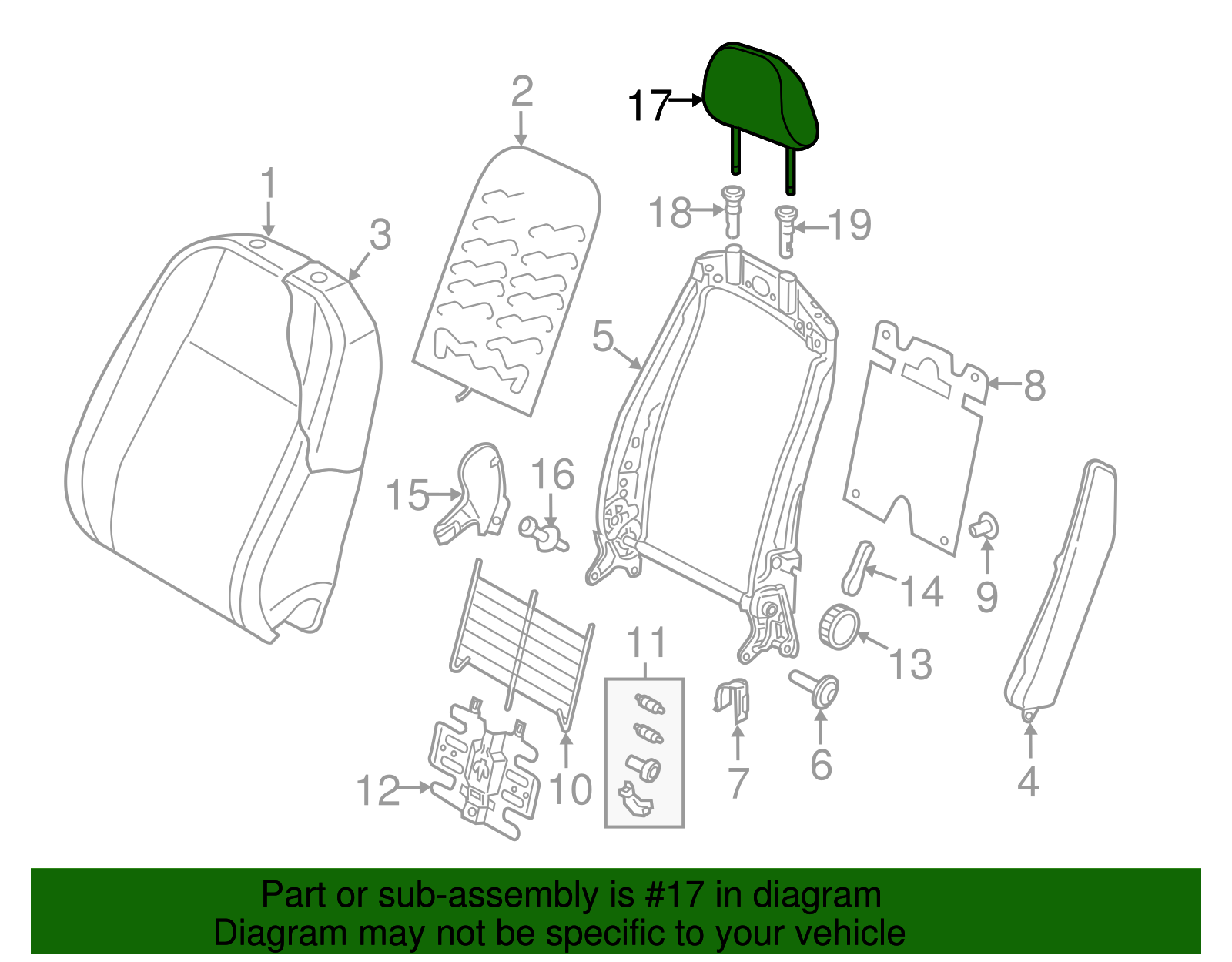 2015-2017 Volkswagen Headrest 5GM-881-903-B-AEE | Wolfsburg Parts Direct