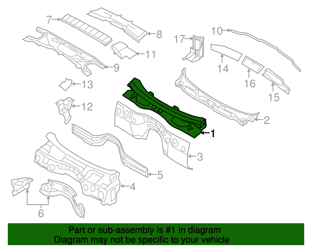2006-2013 BMW Cowl Top Panel 41-13-7-145-309 | BMWPartsDirect.com