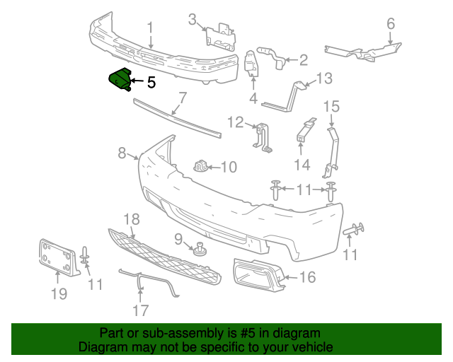 2003-2007 GM Bumper Cover Reinforcement Bracket 12335636 | TascaParts.com