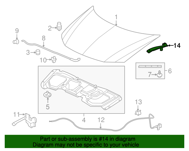 2012-2015 Honda Civic Hinge, L Hood 60170-TR0-A00ZZ | Honda Parts Direct