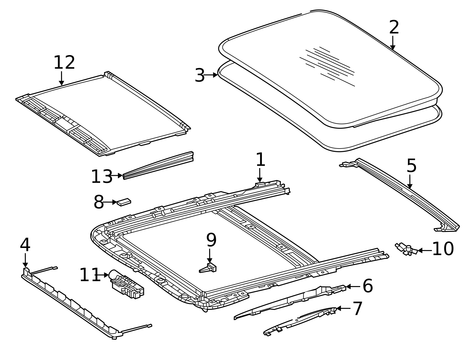 1995-2026 Mercedes-Benz Sliding Sunroof Component 205-780-00-75-64 ...
