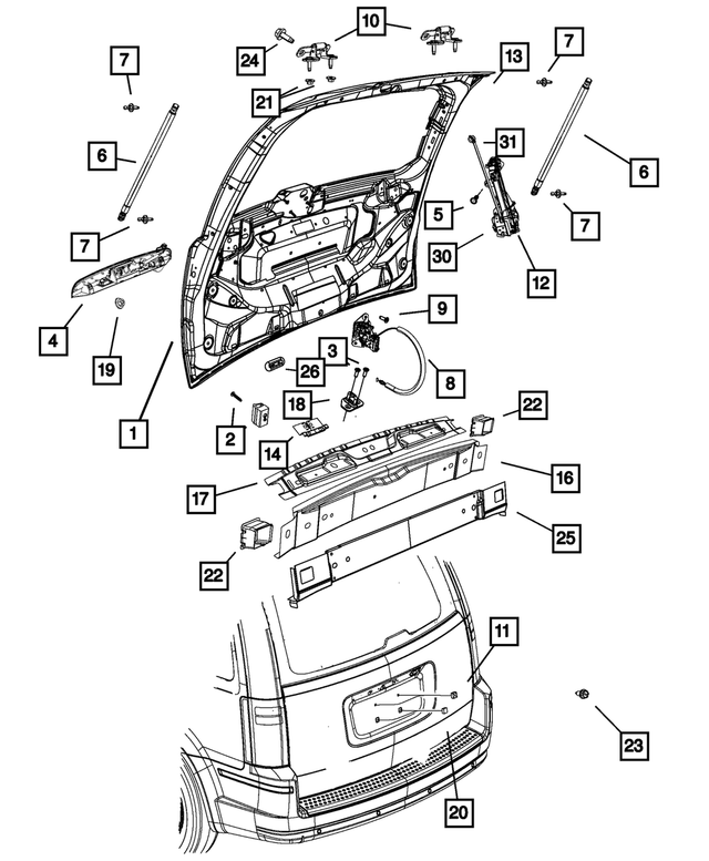 1UT61JSCAA - Lift-Gate Handle 2013-2020 Mopar | Mopar Wholesale Parts