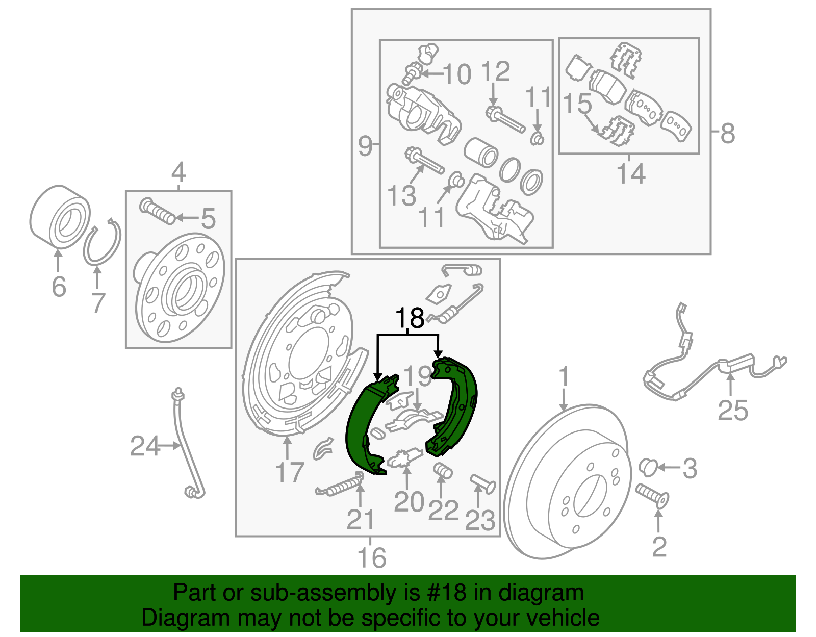 2011-2016 Kia Sportage Park Brake Shoes 58305-2SA30 | Retail ...