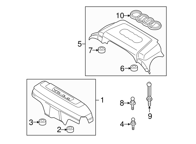 2005-2012 Audi Engine Cover Stud 06E-103-164 | Audi USA Parts