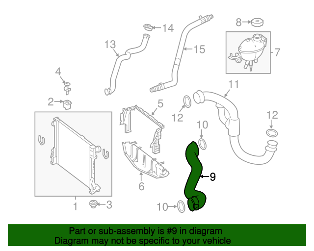 204-501-39-82 - Radiator Coolant Hose 2012-2016 Mercedes-Benz ...