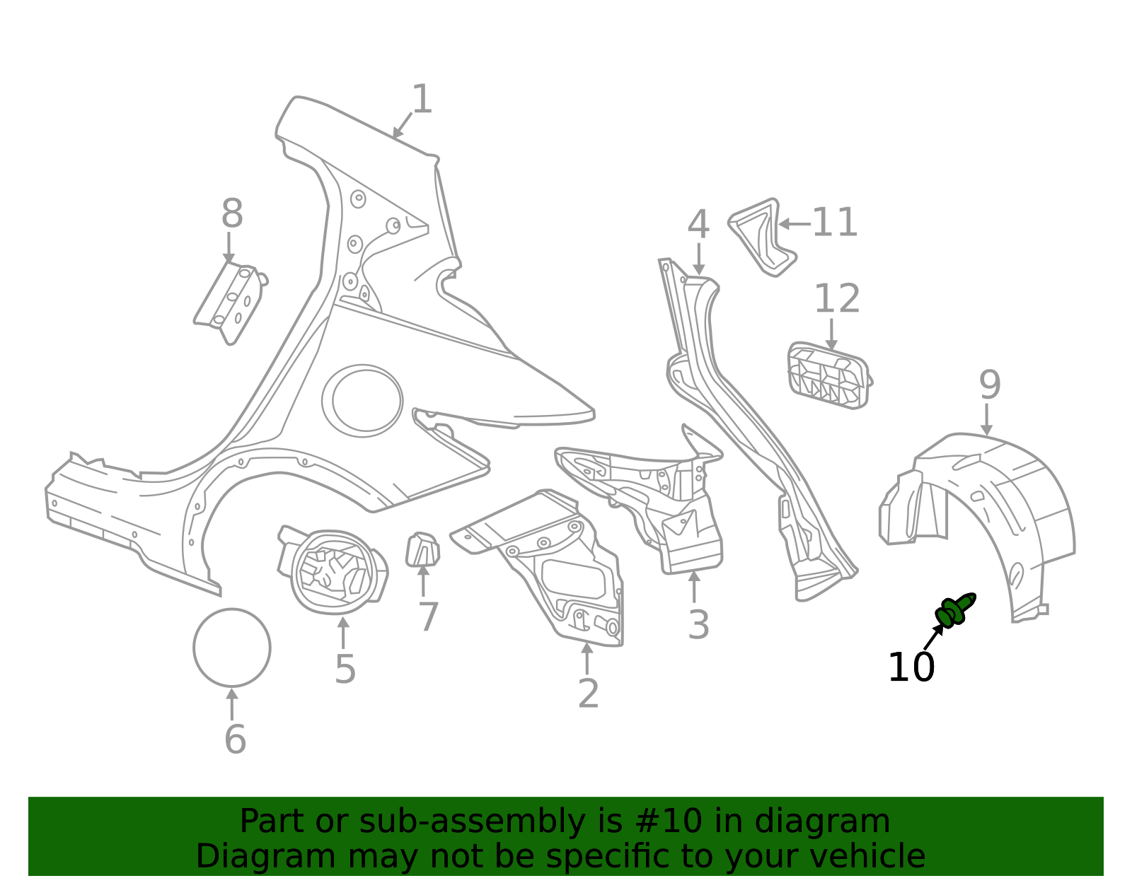 2017-2019 Infiniti QX30 Wheel Opening Molding Rivet N5042-5DA2B ...
