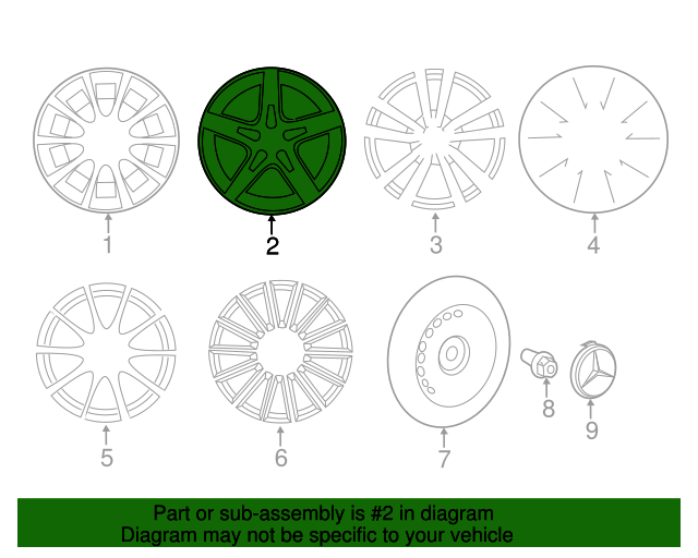 2017-2020 Mercedes-Benz Wheel 5-Spoke 45.7 Cm (18 Inch)- High-Sheen 172 ...