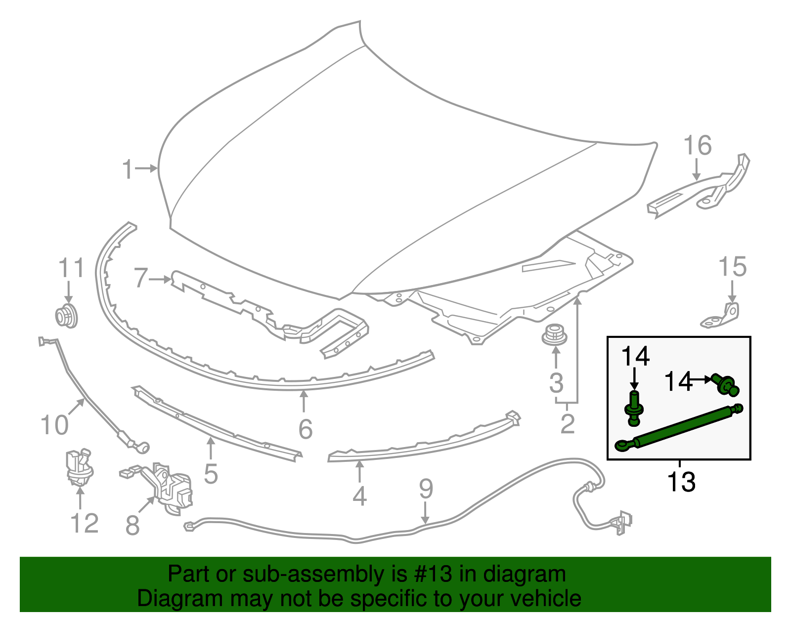 74195-T2G-407 - Support Cylinder 2017 Honda Accord | Honda Parts Online