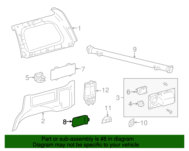 1998-2007 Toyota Land Cruiser Rear Trim 64716-60040-B1 | Toyota Parts ...