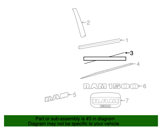 2013-2020 Ram Molding Kit, Body Side - Molding, Front Door 68140237AA ...