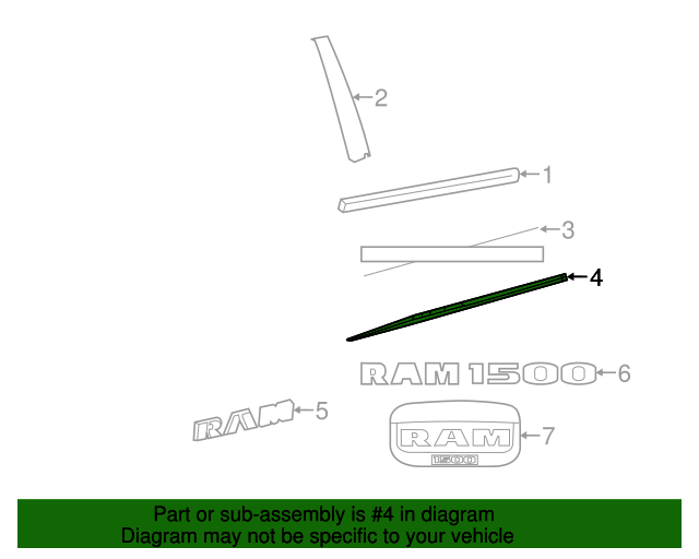 2015-2020 Ram Lower Molding 68247504AD | TascaParts.com