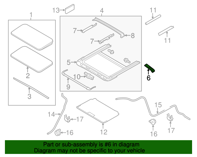 2017-2024 Nissan Armada Sunroof Frame Bracket 76892-1LA1A | Melloy ...