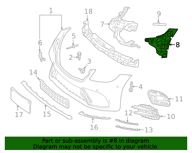 222-885-68-00 - Bumper Cover Support Rail 2018-2020 Mercedes-Benz ...