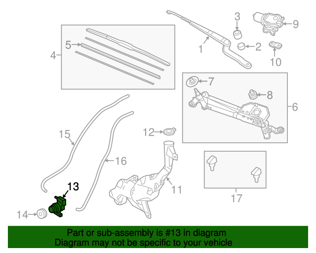 2013-2018 Acura RDX Washer Pump 76846-TP6-C01 | OEM Parts Online