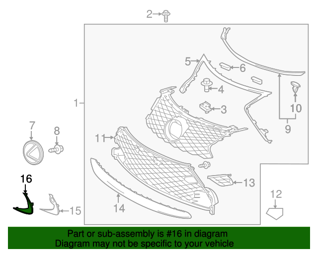 53142-24020 - Grille Molding 2015-2018 Lexus | AutoNation Parts