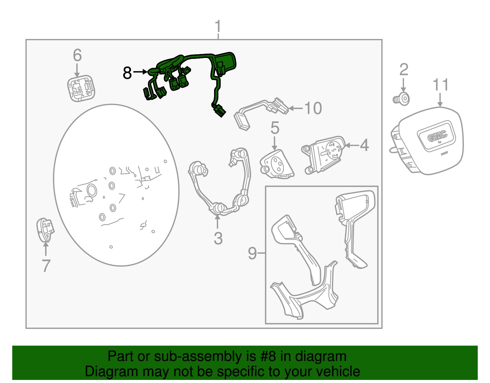 2018-2024 GM Steering Wheel Horn Switch Wiring Harness 84651617 ...