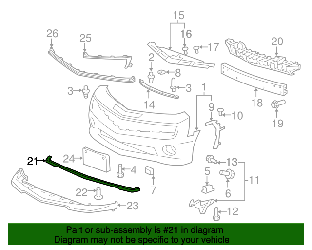 2014-2015 Chevrolet Camaro Front Bumper Fascia Air Deflector 22829564 ...