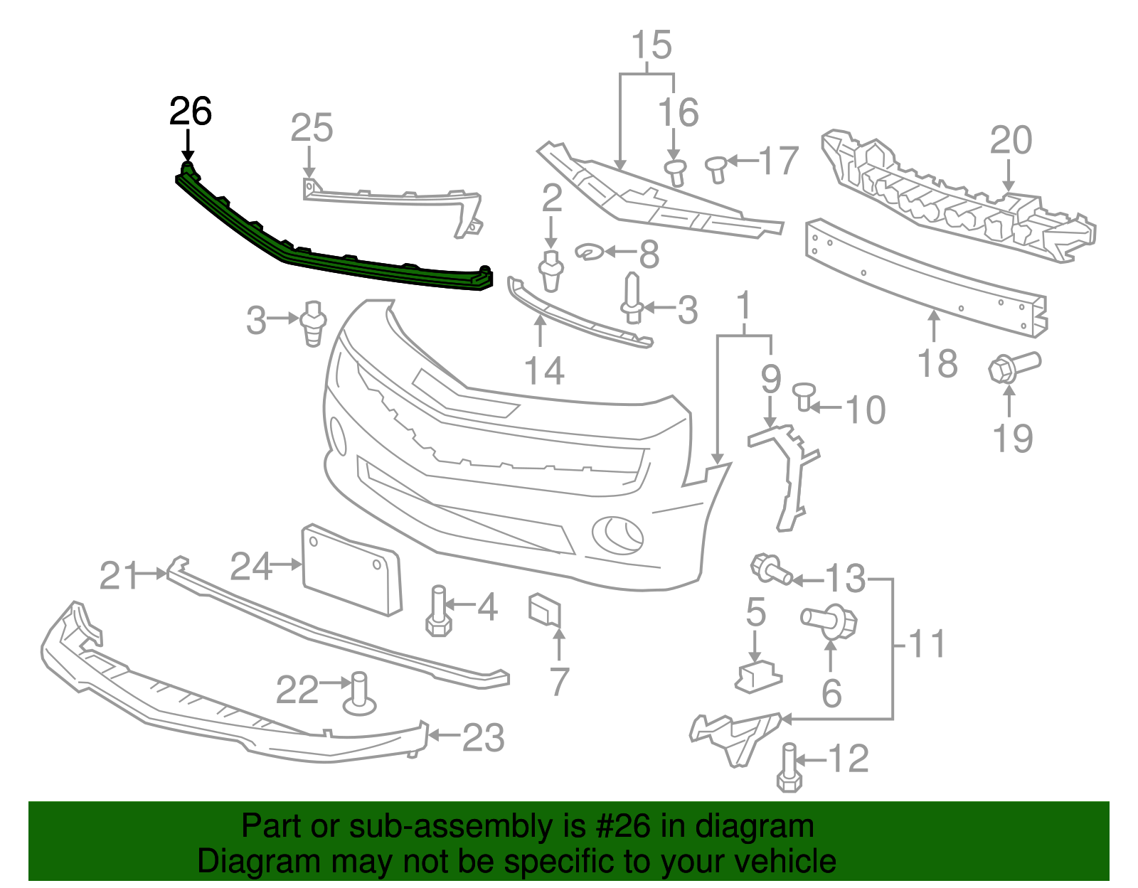 22829525 - Front Grille Opening Bezel - 2014-2015 Chevrolet Camaro ...