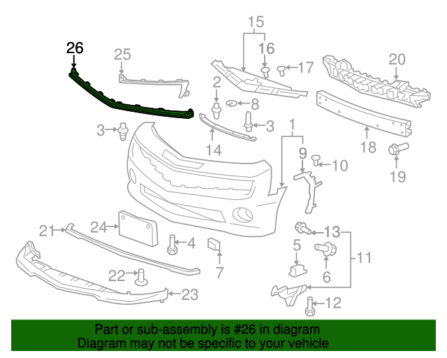 2014-2015 Chevrolet Camaro Front Grille Opening Bezel 22829525 GM ...