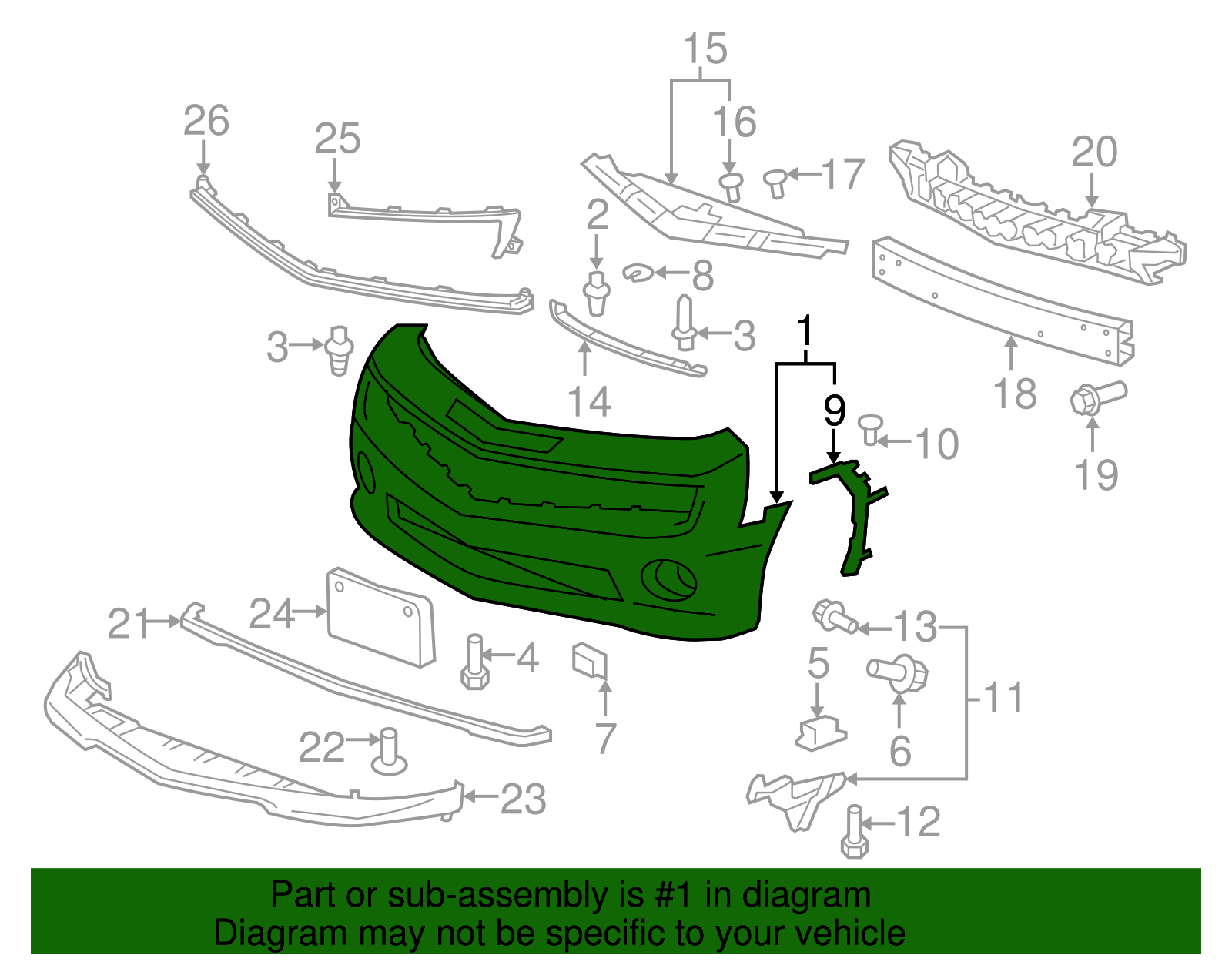 2014-2015 Chevrolet Camaro Front Upper Bumper Cover 22997720 GM ...