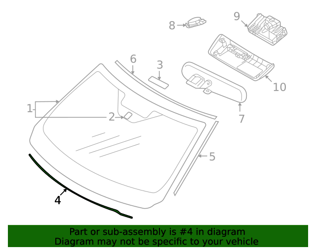 2022-2024 Mitsubishi Windshield Spacer MR533187 | Mitsubishi Parts ...