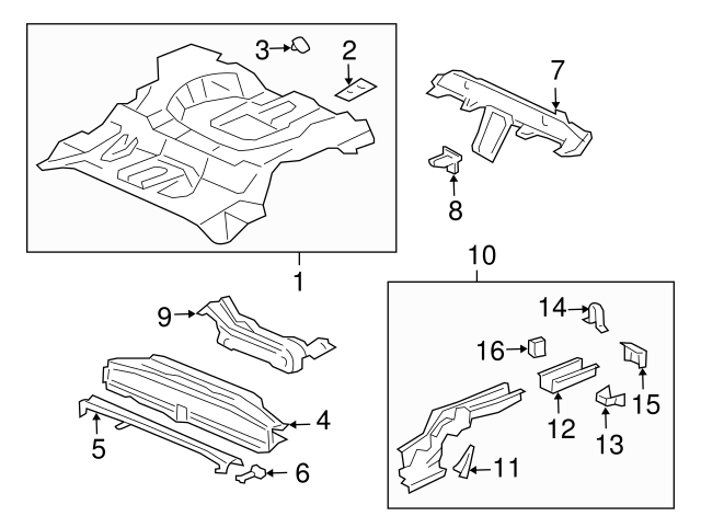 65612-S5T-A00ZZ - Stiffener, R Rear Frame - 2002-2005 Honda Civic ...