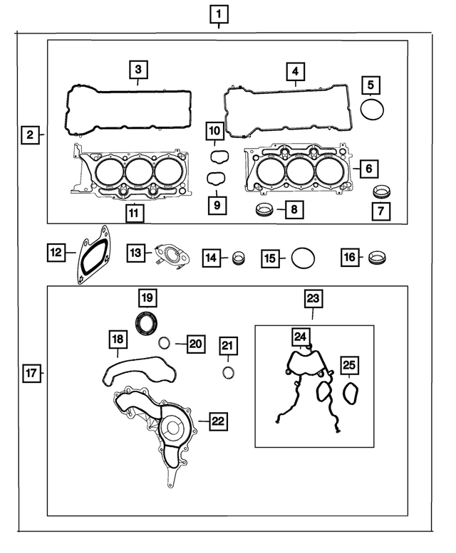 2016-2024 Mopar Long Block Engine Gasket Kit 68361495AA | OEM Parts Online