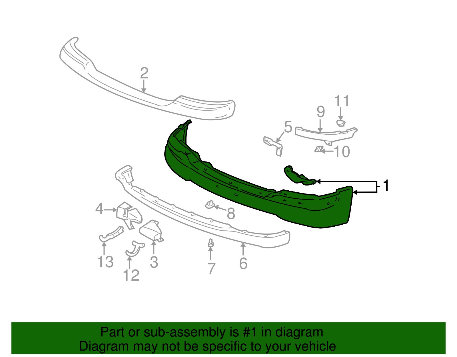 1999-2006 GMC Bright Chrome Front Bumper Impact Bar 15758072 | OEM ...