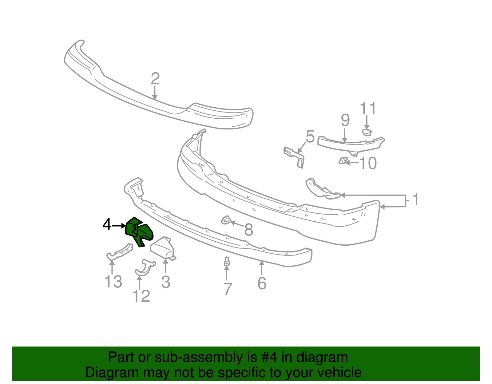 1999-2006 GM Passenger Side Front Bumper Impact Bar Bracket 12474444 ...