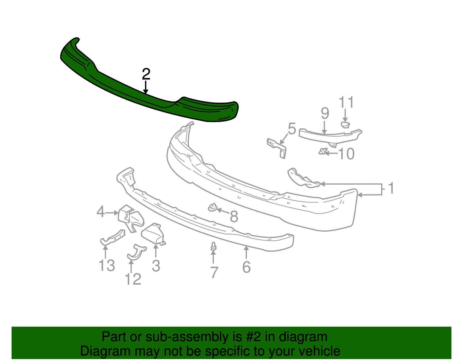 1999-2006 GMC Front Bumper Fascia Trim Cap 89026801 GM | GMPartsDirect.com