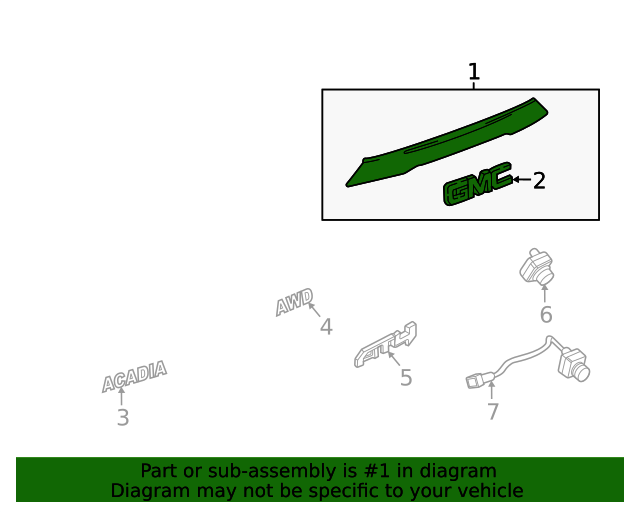 2021-2023 GMC Acadia Black Rear Closure Center Applique 84849590 GM ...